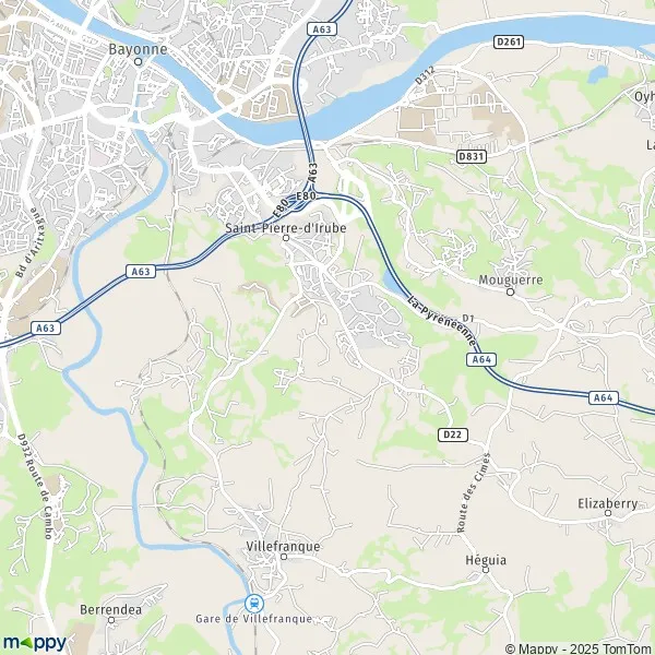 Map Saint-Pierre-d'Irube: map of Saint-Pierre-d'Irube (64990) and ...