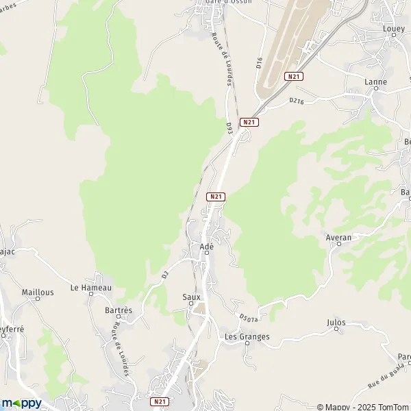 Map Adé: map of Adé (65100) and practical information