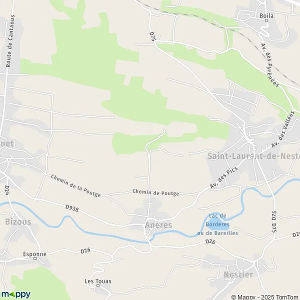 Map Anères: map of Anères (65150) and practical information