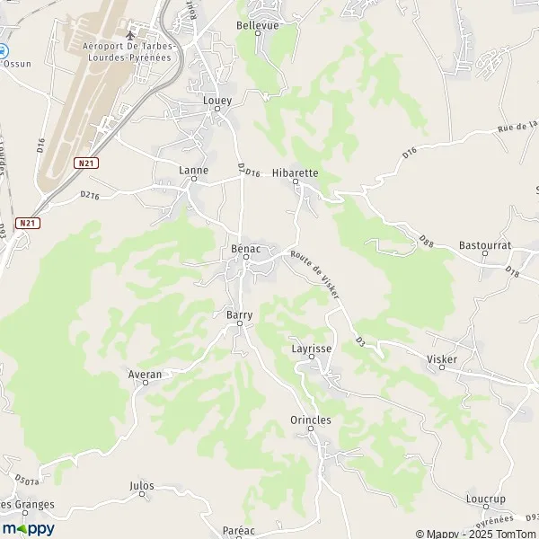 Map Bénac: map of Bénac (65380) and practical information