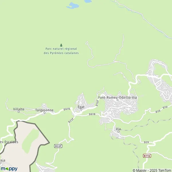 Map Font-Romeu-Odeillo-Via: map of Font-Romeu-Odeillo-Via (66120) and ...