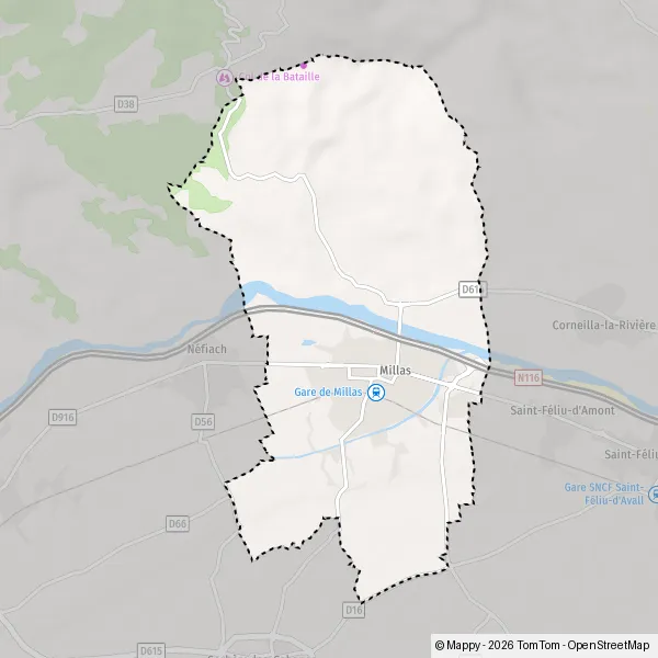 Map Millas: map of Millas (66170) and practical information