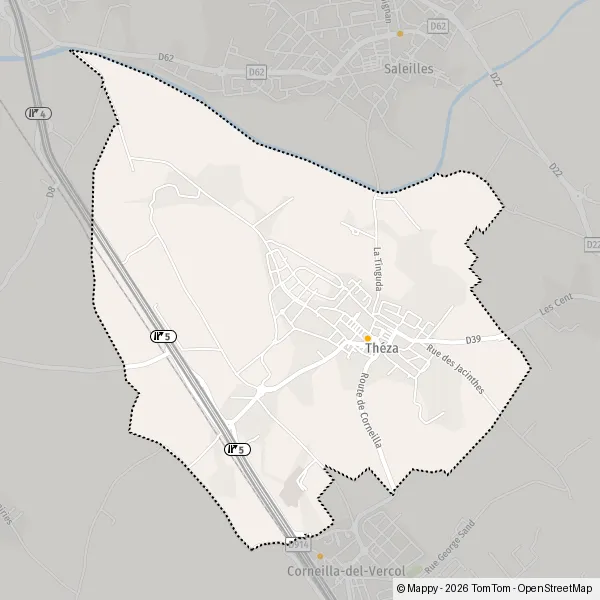 Map Théza: map of Théza (66200) and practical information