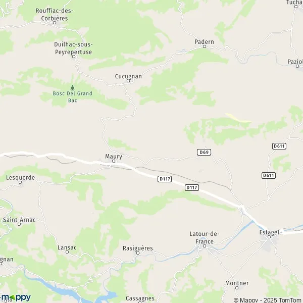 Map Maury: map of Maury (66460) and practical information