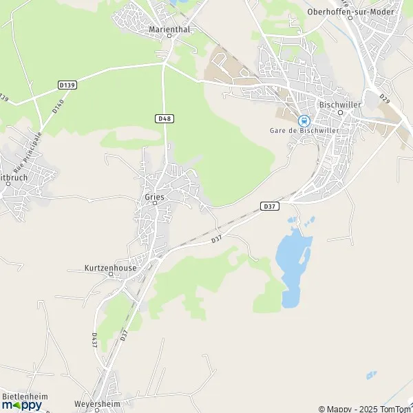 Map Gries: map of Gries (67240) and practical information