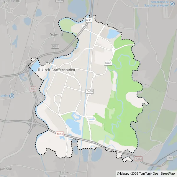 Map Illkirch-Graffenstaden: map of Illkirch-Graffenstaden (67400) and ...