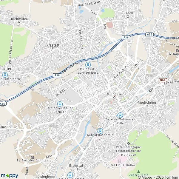 Map Mulhouse: map of Mulhouse (68100) and practical information