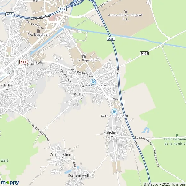 Map Rixheim: map of Rixheim (68170) and practical information