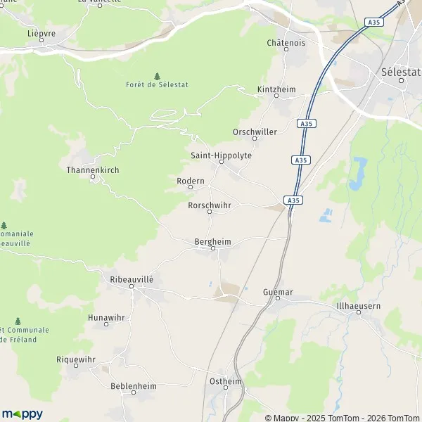 Map Bergheim: map of Bergheim (68750) and practical information