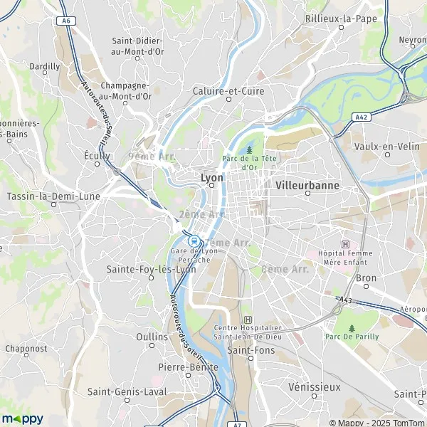 Map Lyon: map of Lyon (69000) and practical information