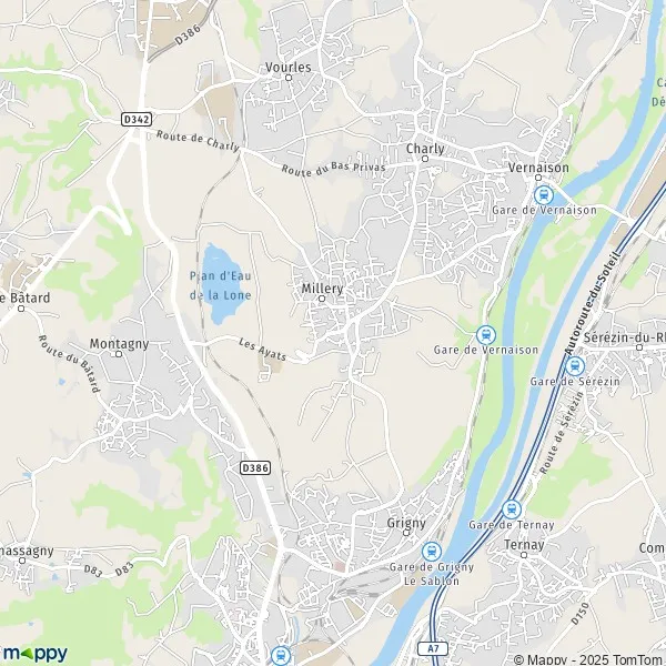 Map Millery: map of Millery (69390) and practical information