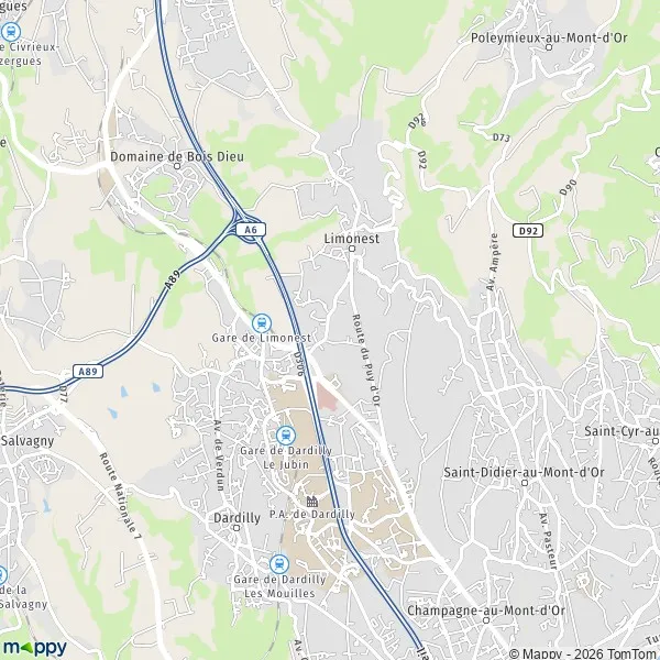 Map Limonest: map of Limonest (69760) and practical information