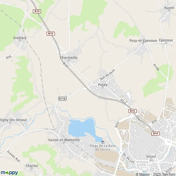 Map Pusey: map of Pusey (70000) and practical information