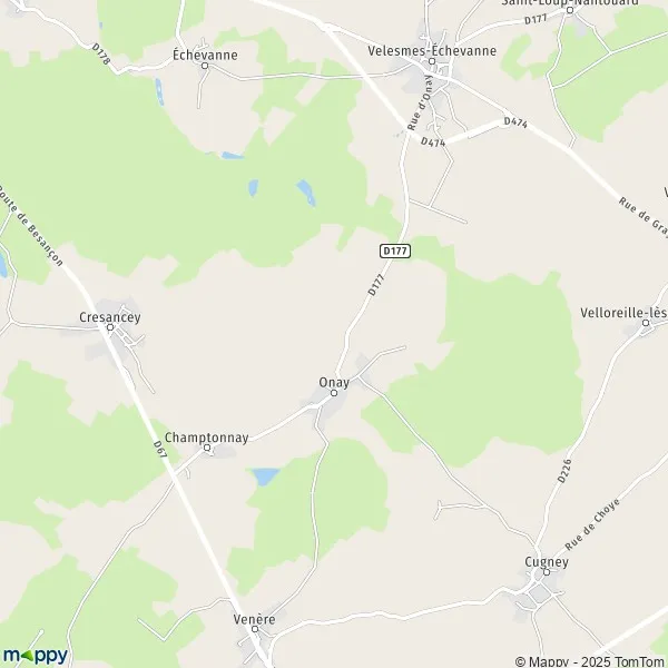 Map Onay: map of Onay (70100) and practical information