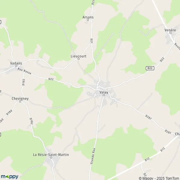 Map Valay: map of Valay (70140) and practical information