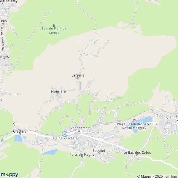 Map Ronchamp: map of Ronchamp (70250) and practical information