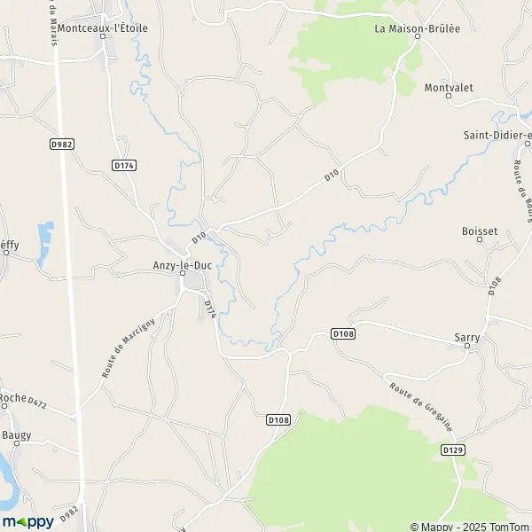 Map Anzy-le-Duc: map of Anzy-le-Duc (71110) and practical information