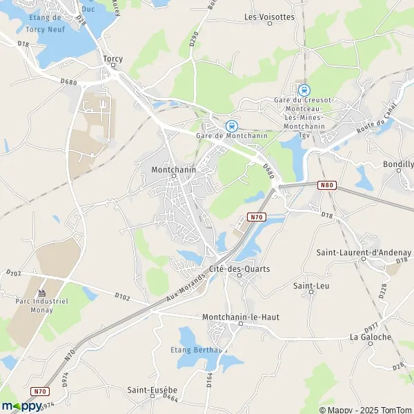 Map Montchanin: map of Montchanin (71210) and practical information