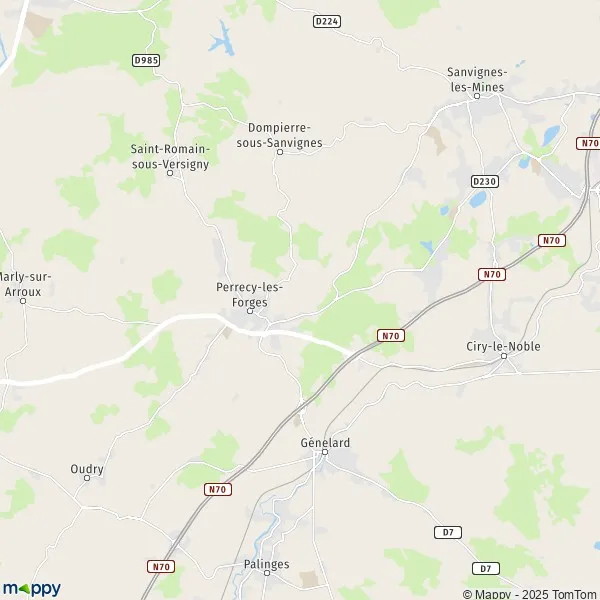 Map Perrecy-les-Forges: map of Perrecy-les-Forges (71420) and practical ...