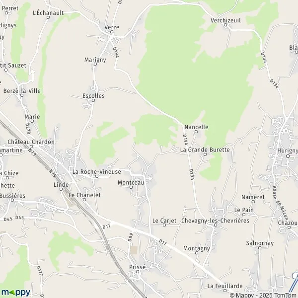 Map La Roche-Vineuse: map of La Roche-Vineuse (71960) and practical ...