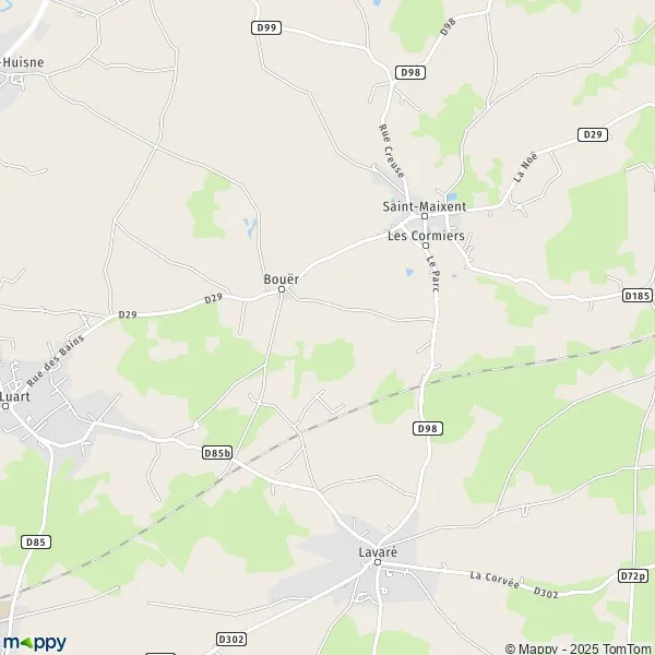 Map Bouër: map of Bouër (72390) and practical information