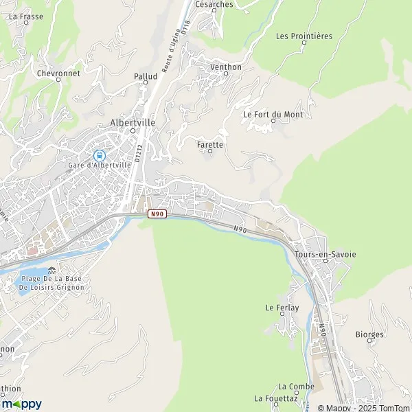 Map Albertville: map of Albertville (73200) and practical information