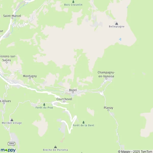 Map Bozel: map of Bozel (73350) and practical information