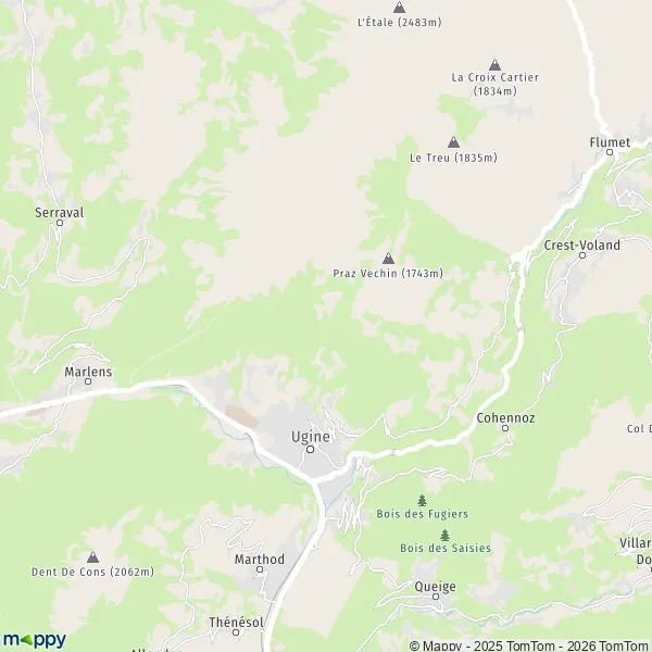 Map Ugine: map of Ugine (73400) and practical information