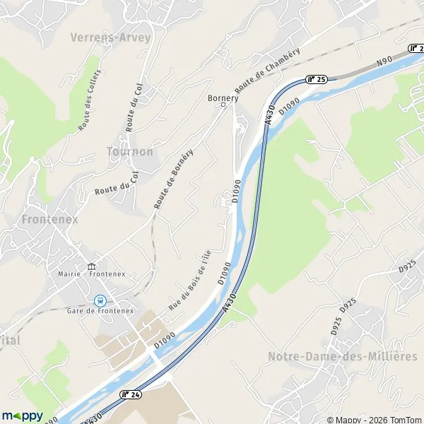 Map Tournon: map of Tournon (73460) and practical information