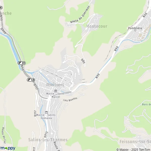 Map Moûtiers: map of Moûtiers (73600) and practical information