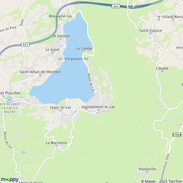 Map Aiguebelette-le-Lac: map of Aiguebelette-le-Lac (73610) and ...