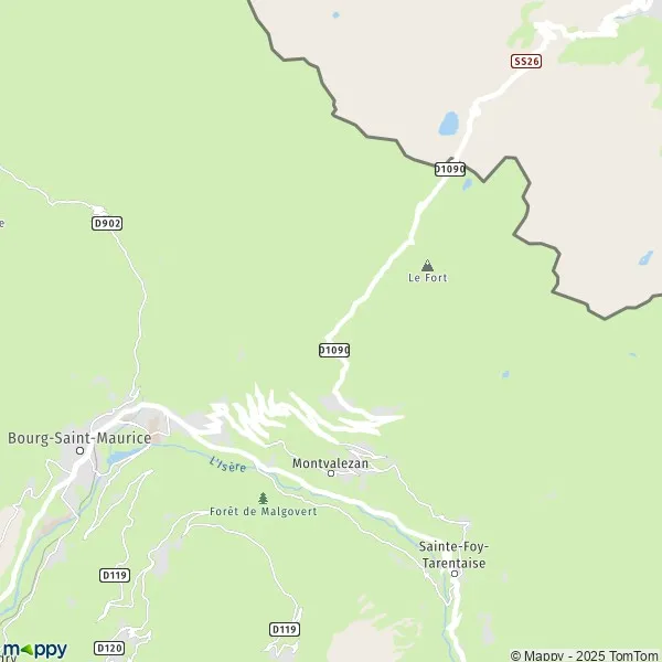 Map Séez: map of Séez (73700) and practical information