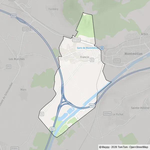 Map Francin: map of Francin (73800) and practical information