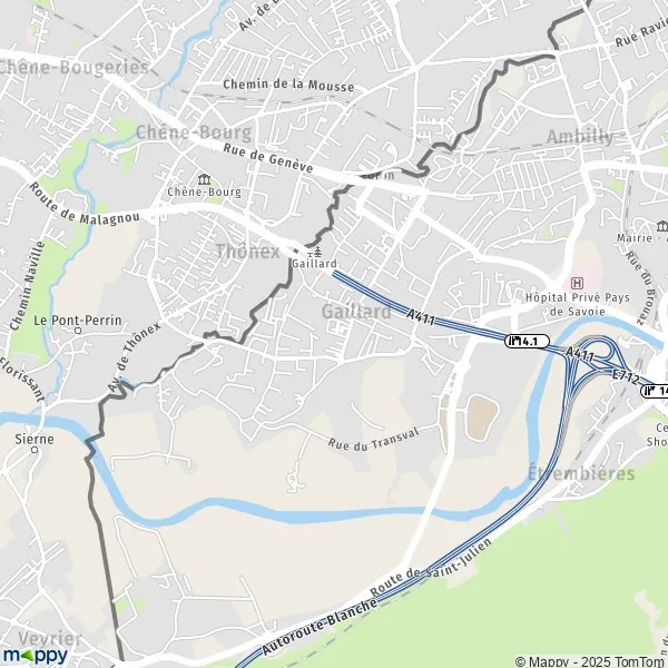 Map Gaillard: map of Gaillard (74240) and practical information