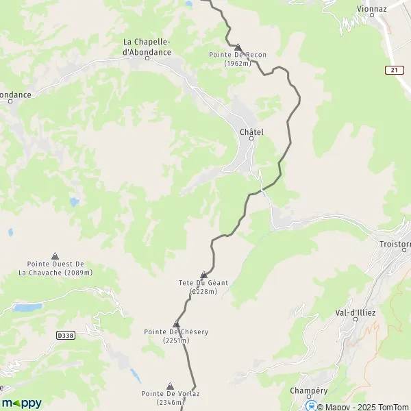 Map Châtel: map of Châtel (74390) and practical information