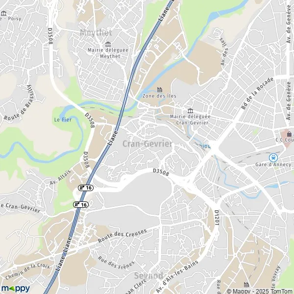 Map Cran-Gevrier: map of Cran-Gevrier (74650) and practical information