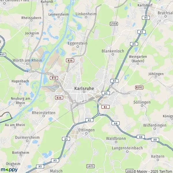 Map Karlsruhe: map of Karlsruhe (76131) and practical information