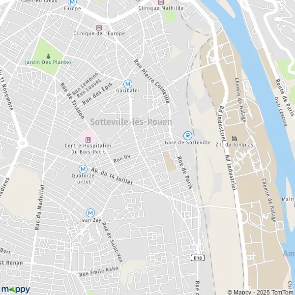 Map Sotteville-lès-Rouen: map of Sotteville-lès-Rouen (76300) and ...