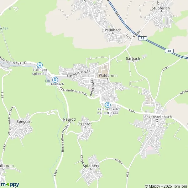 Map Waldbronn: map of Waldbronn (76337) and practical information