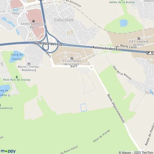 Map Collégien: map of Collégien (77090) and practical information