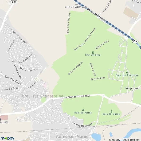 Map Brou-sur-Chantereine: map of Brou-sur-Chantereine (77177) and ...