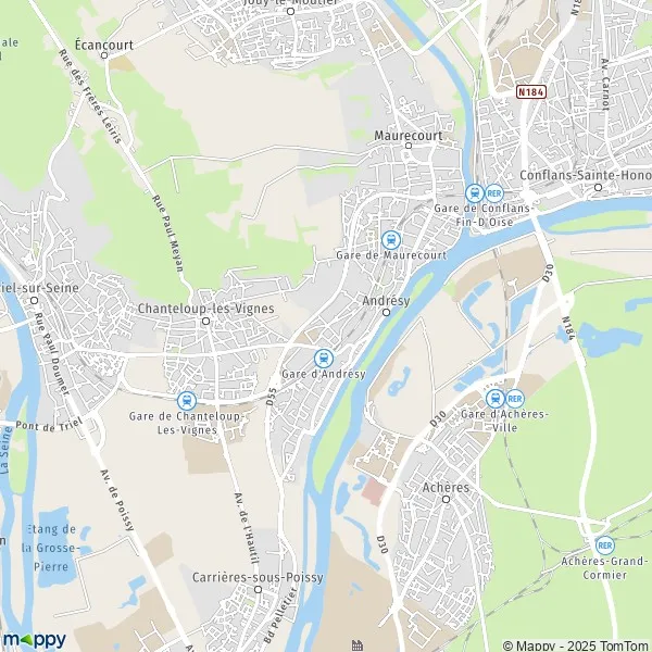 Map Andrésy: map of Andrésy (78570) and practical information