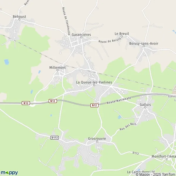 Map La Queue-lez-Yvelines: map of La Queue-lez-Yvelines (78940) and ...