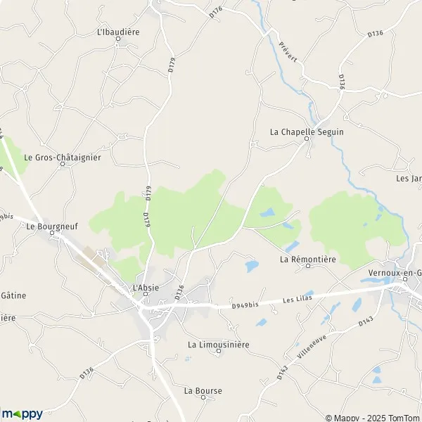 Map L'Absie: map of L'Absie (79240) and practical information