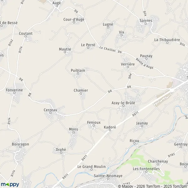 Map Azay-le-Brûlé: map of Azay-le-Brûlé (79400) and practical information