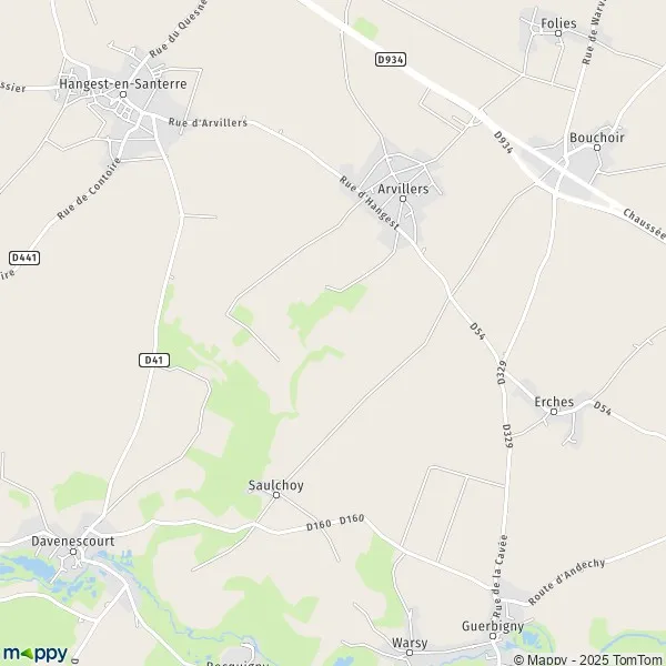 Map Arvillers: map of Arvillers (80910) and practical information