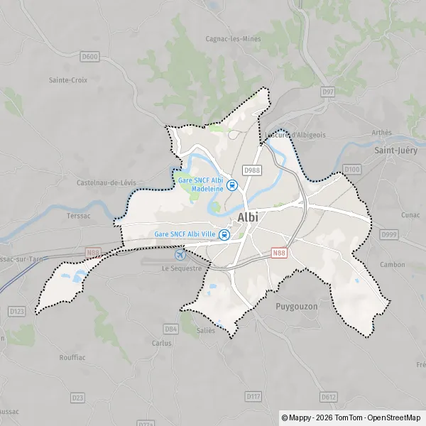 Map Albi: map of Albi (81000) and practical information