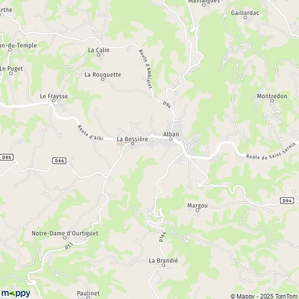 Map Alban: map of Alban (81250) and practical information