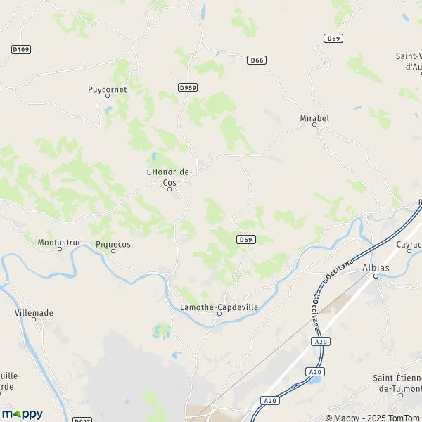 Map L'Honor-de-Cos: map of L'Honor-de-Cos (82130) and practical information