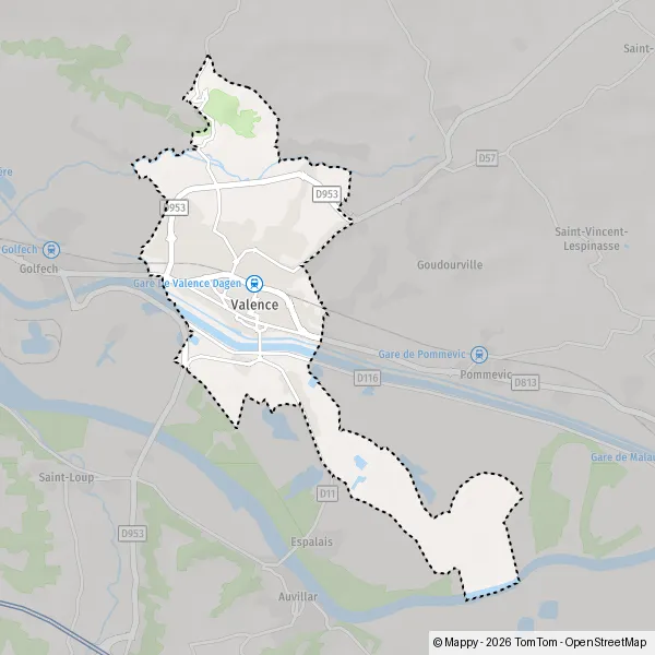 Map Valence: map of Valence (82400) and practical information